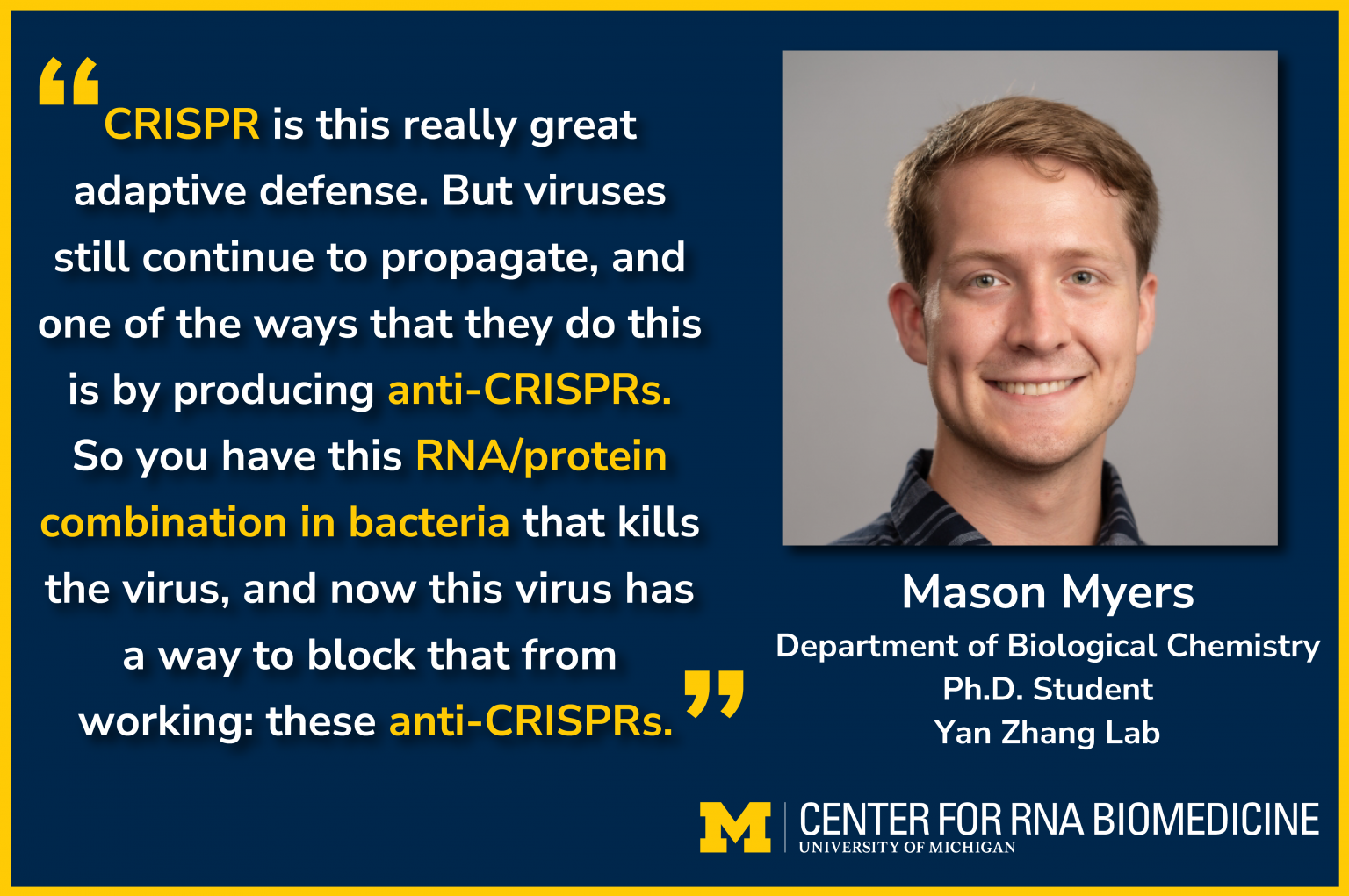 RNA Featured Researcher - Mason Myers - Center for RNA Biomedicine